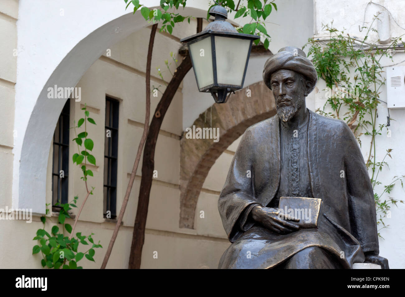 Moses ben Maimon statue in the old Jewish quarter in Cordoba Spain ...