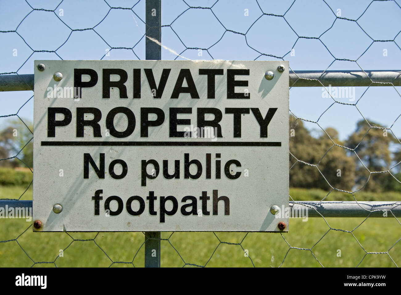Sign reading private property, no public footpath Stock Photo - Alamy