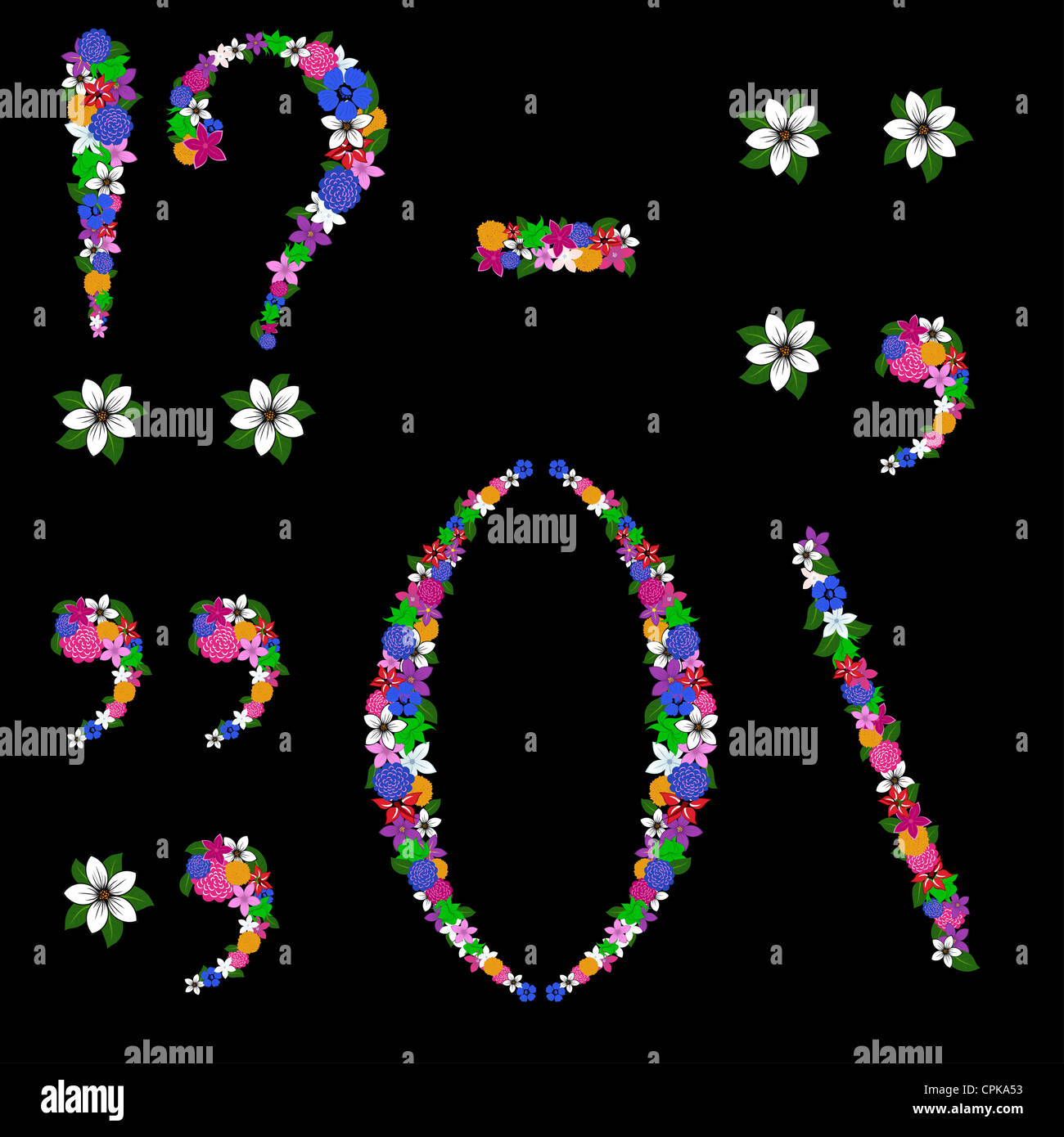 Floral punctuation marks for using in web and print design. Vector ...
