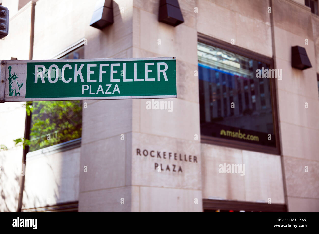 Rockefeller plaza sign hi-res stock photography and images - Alamy