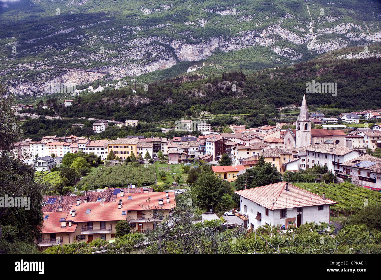 Typical village in the northern Italy mountains next to the city Trento ...