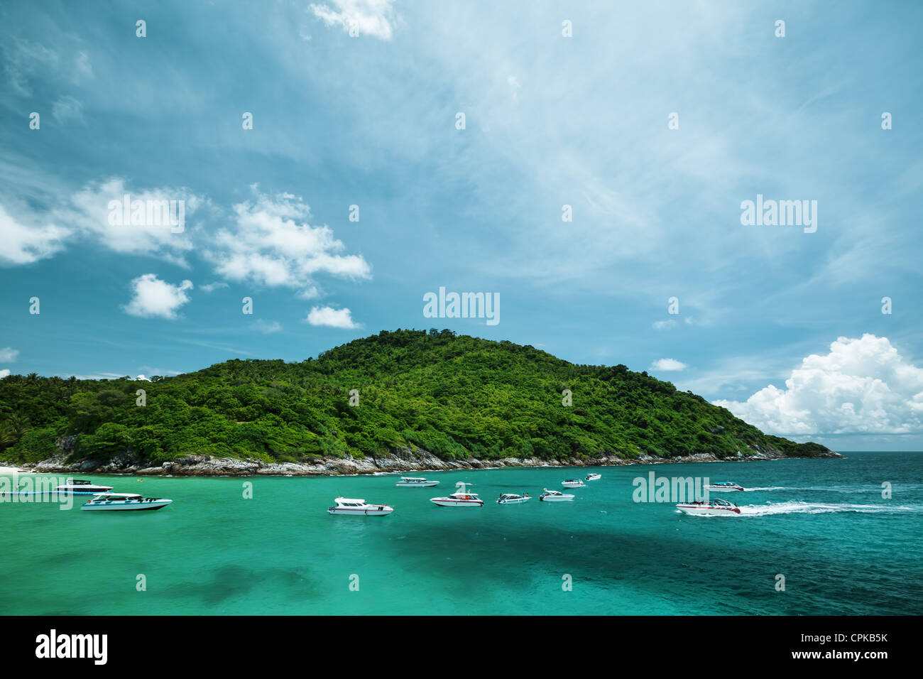 Beautiful aerial view white boats hi-res stock photography and images ...
