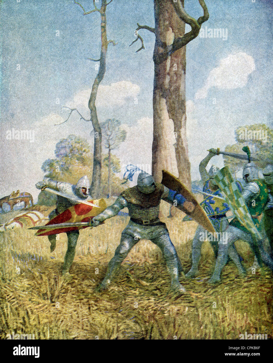 Sir Tristam and Sir Dinadan fight with knights on foot for more than ...