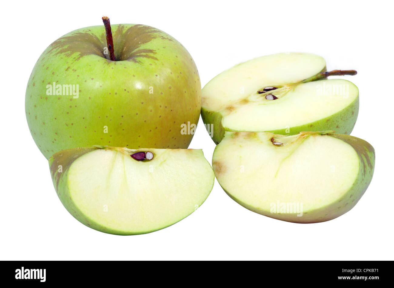 Sliced apple isolated on white, close image Stock Photo - Alamy
