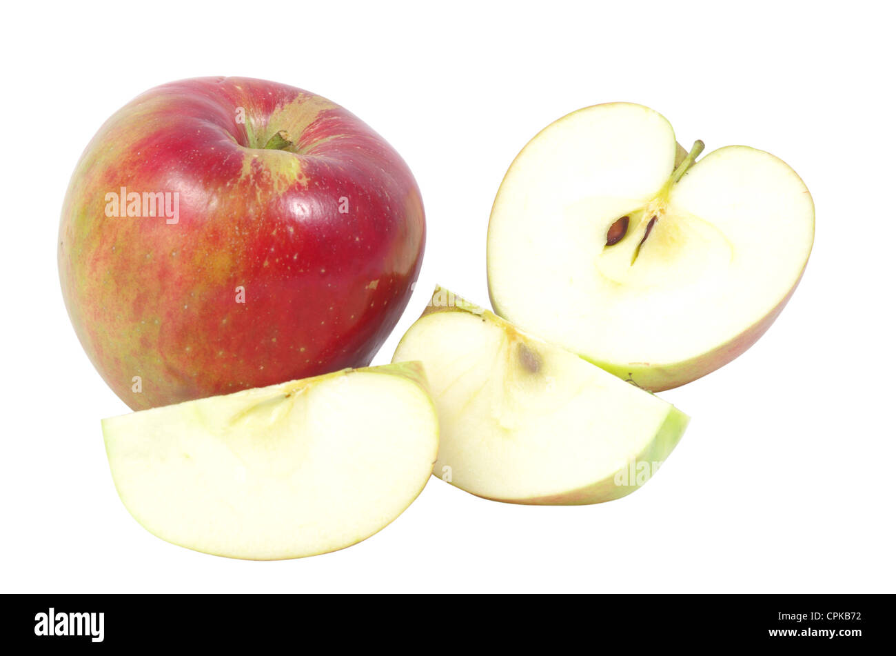 Red apple sliced and isolated on white Stock Photo - Alamy