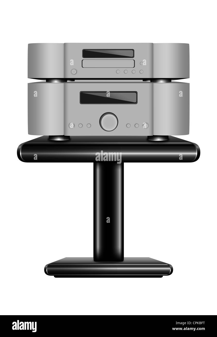 Hi-Fi CD player on rack. Realistic eps10 vector illustration of audio ...