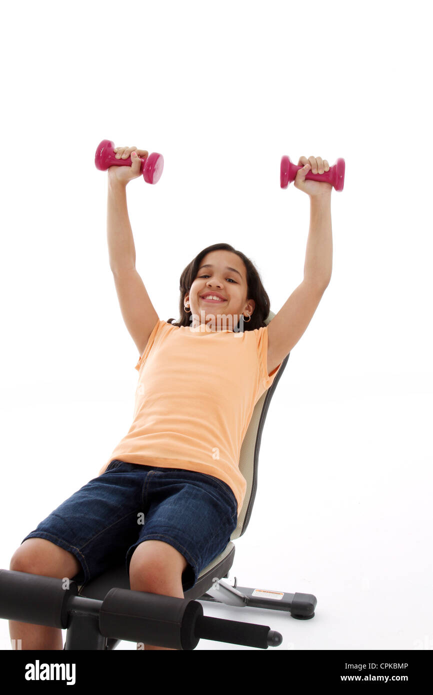 Lifting weights child hi-res stock photography and images - Alamy