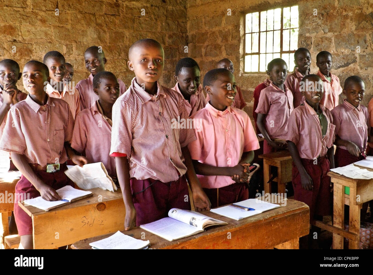 Kenyan boys in school classroom Stock Photo - Alamy