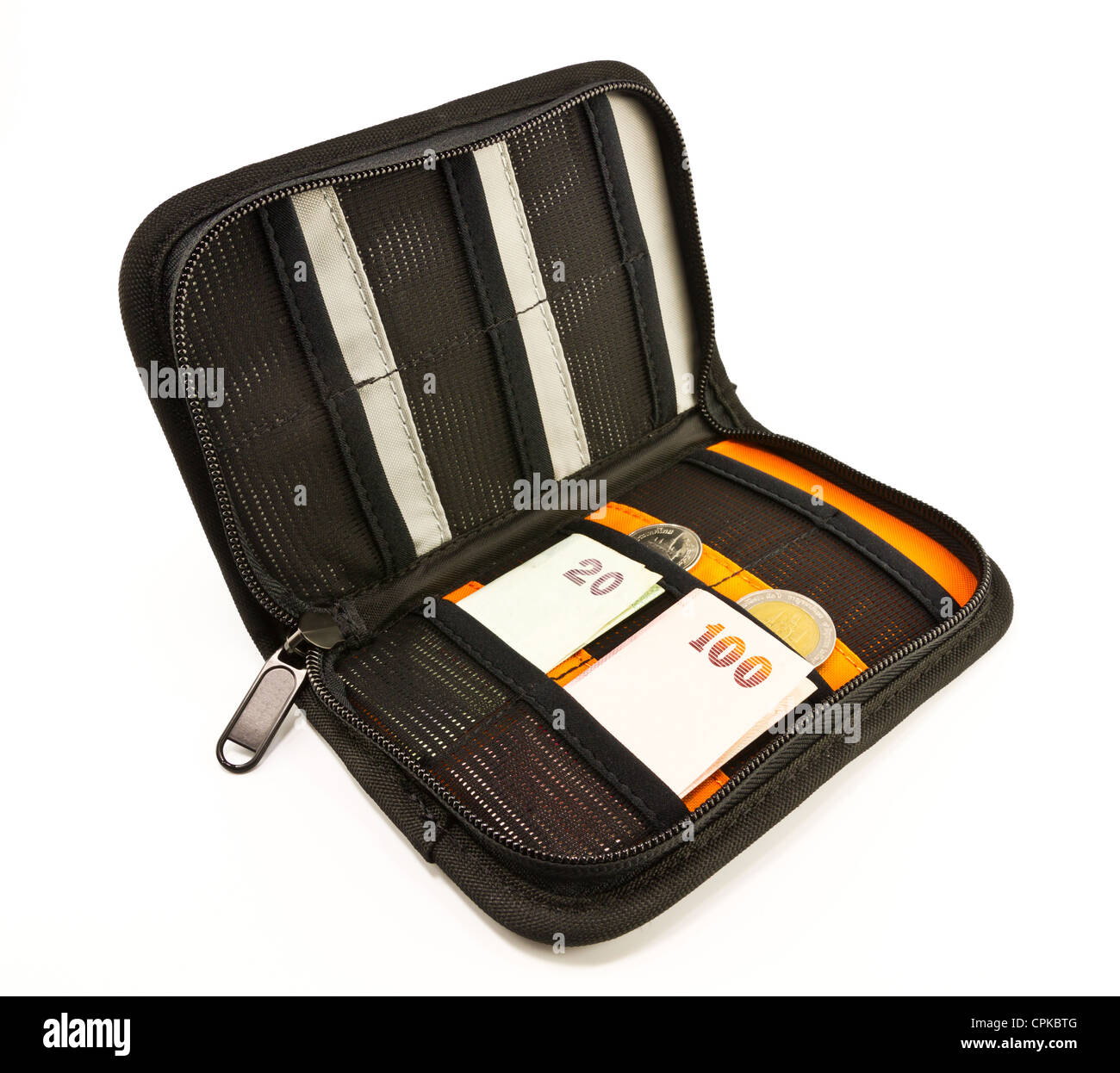 Money in memory card container on white background Stock Photo - Alamy