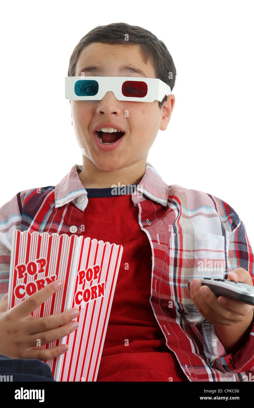 Picture of a child watching a movie set on white background Stock Photo ...