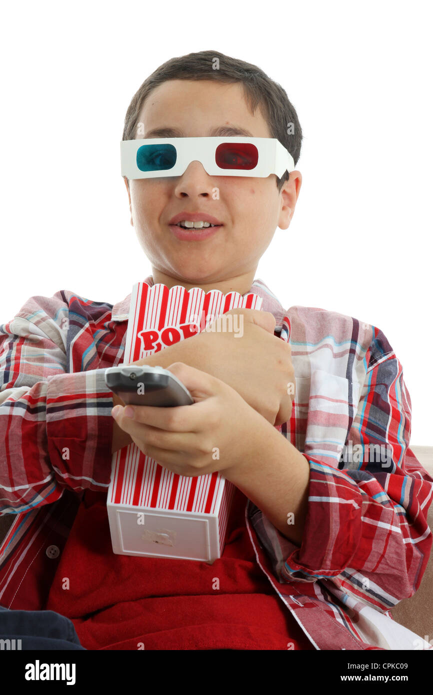 Picture of a child watching a movie set on white background Stock Photo ...