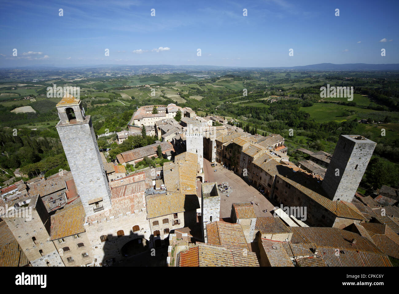 TOWN SQUARE TOWERS & HILLS SAN GIMIGNANO TUSCANY ITALY 10 May 2012 ...