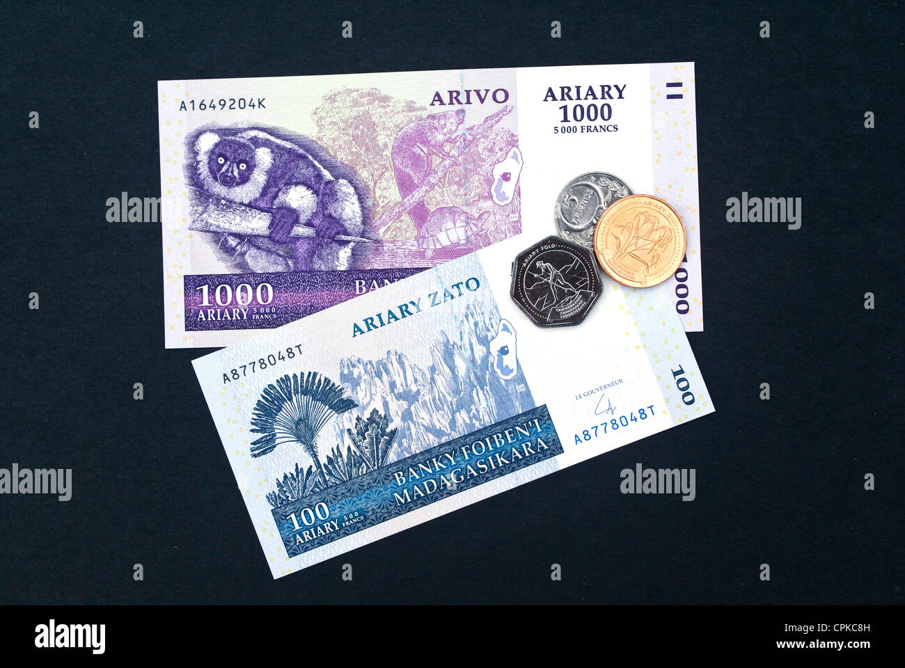 Currency of Madagascar (ariary and franc Stock Photo - Alamy
