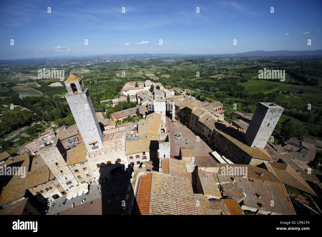 TOWN SQUARE TOWERS & HILLS SAN GIMIGNANO TUSCANY ITALY 10 May 2012 ...