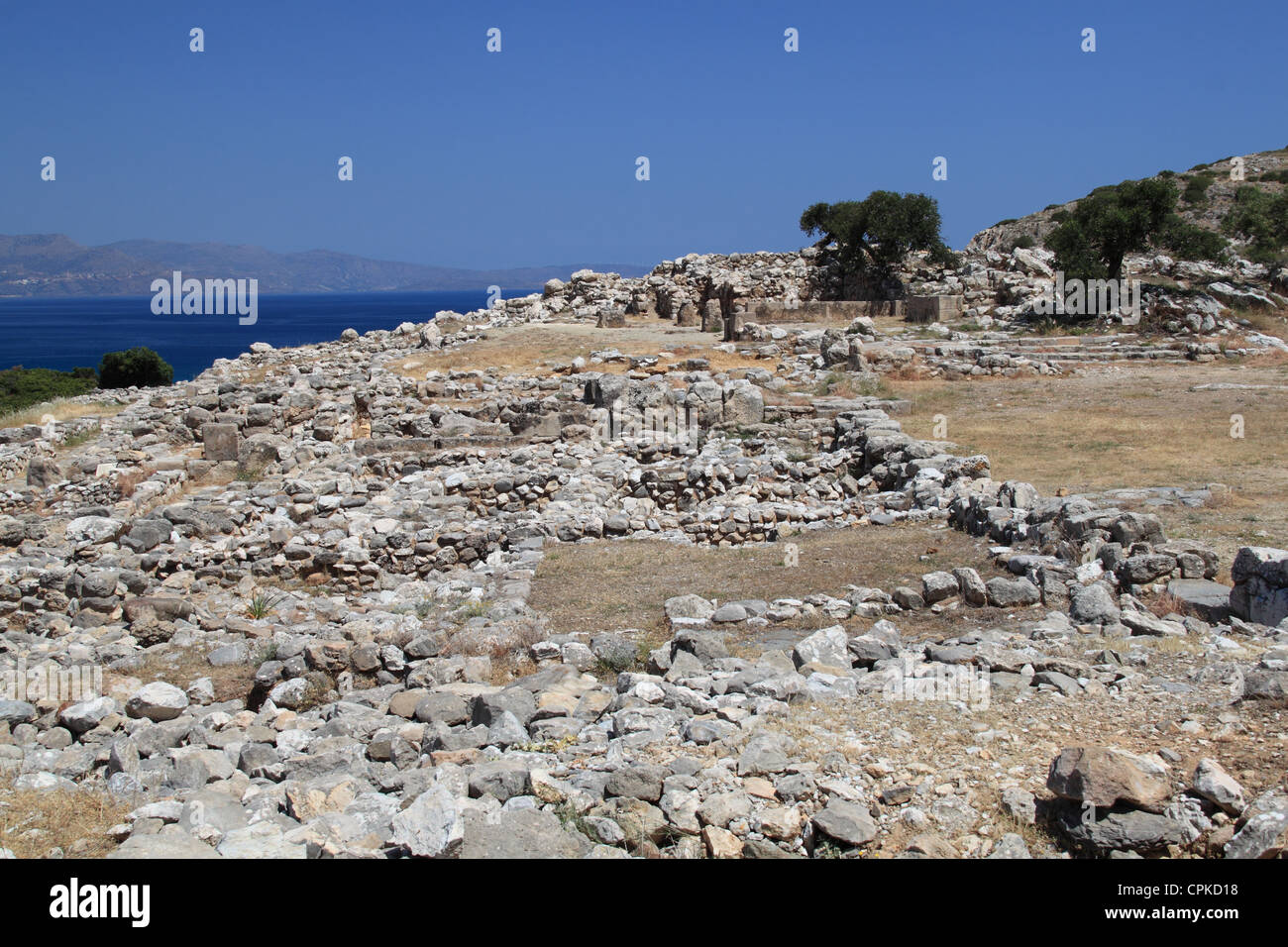 Minoan palace ruins and Market Square at Gournia, Pachia Ammos, Gulf of ...