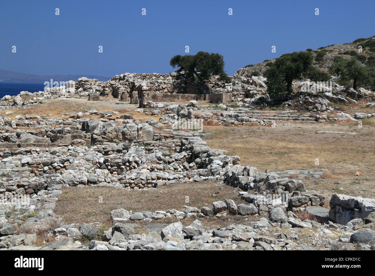 Minoan palace ruins and Market Square at Gournia, Pachia Ammos, Gulf of ...