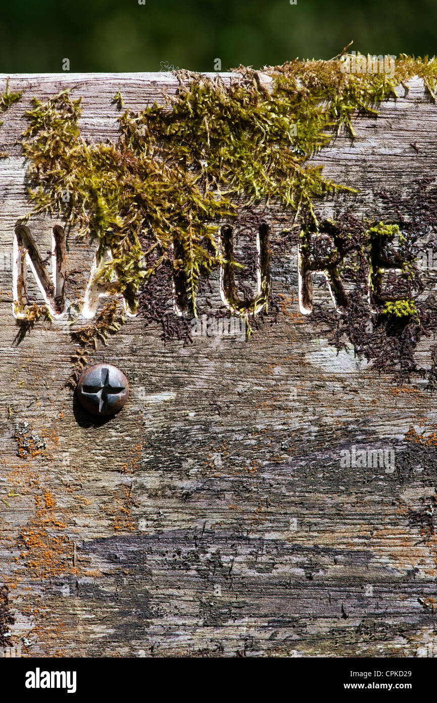 Nature Conservation Area wooden sign Stock Photo - Alamy