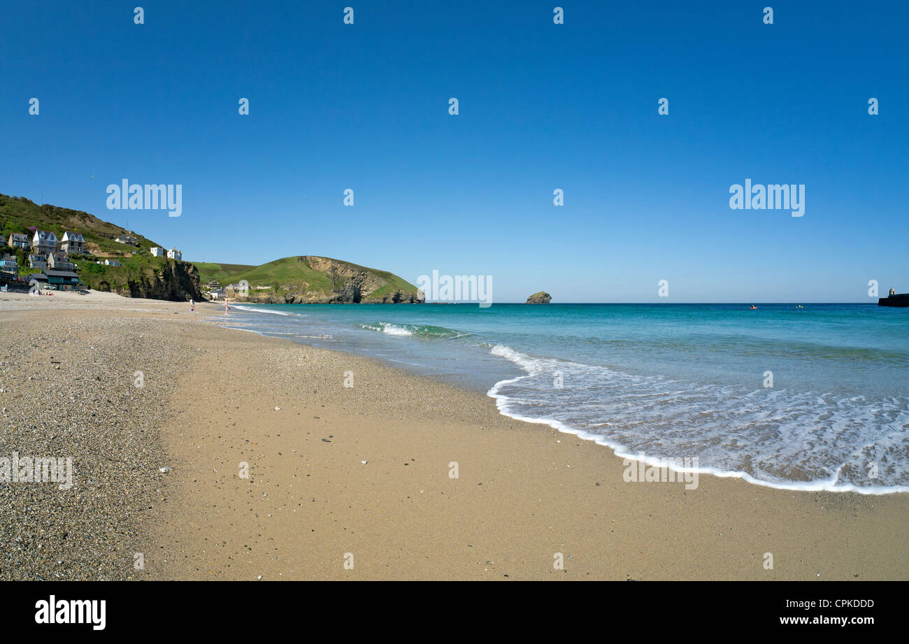 Portreath sandy beach shore line, Cornwall UK Stock Photo - Alamy