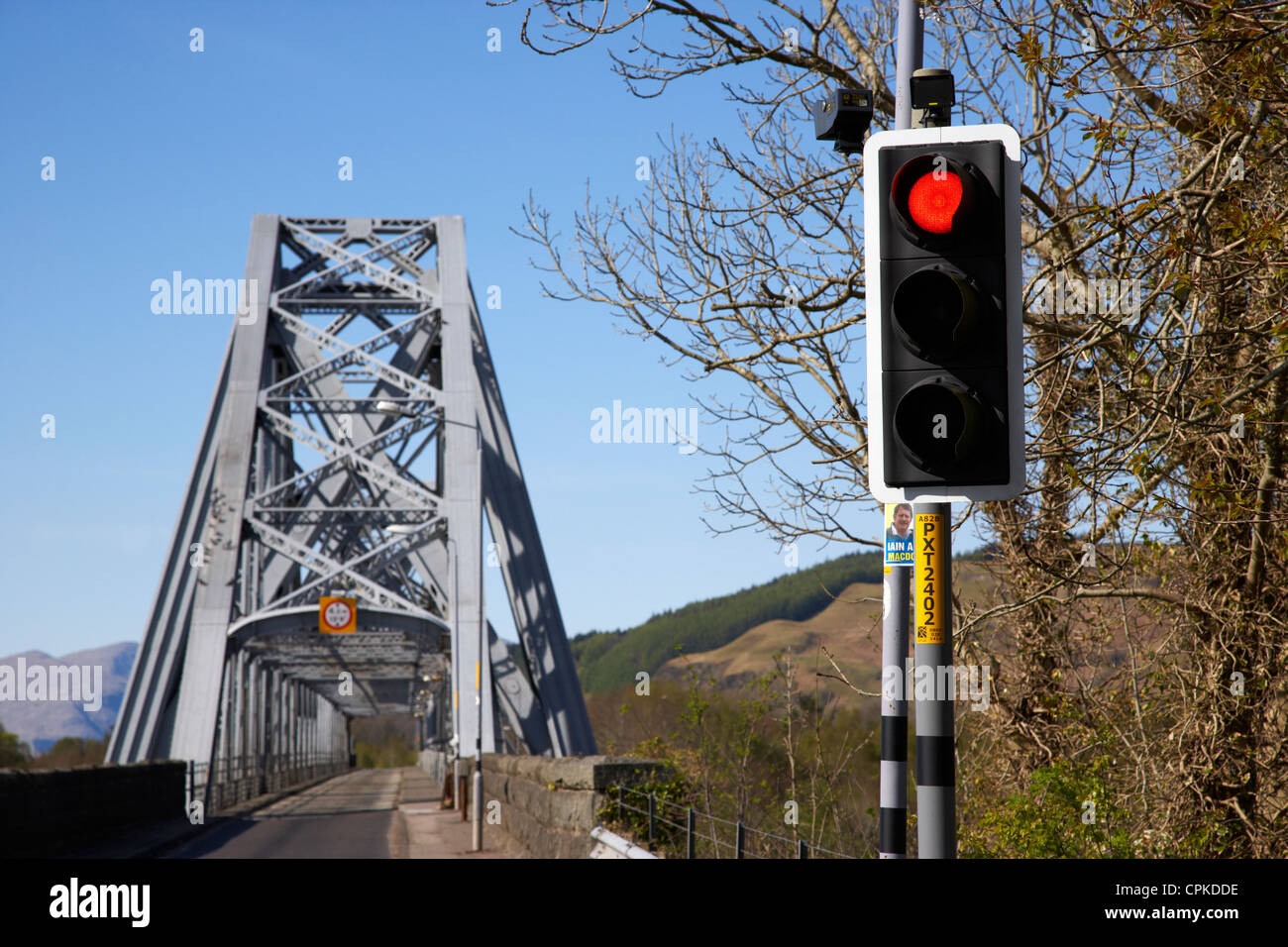 red light traffic control at the single track connel bridge on the a828 ...