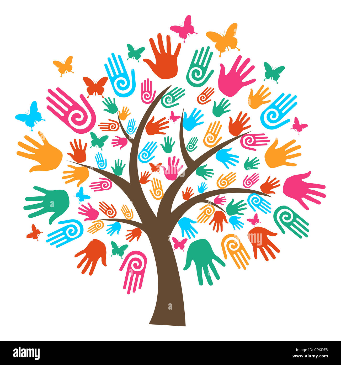 Isolated diversity tree hands illustration. Vector file layered for ...