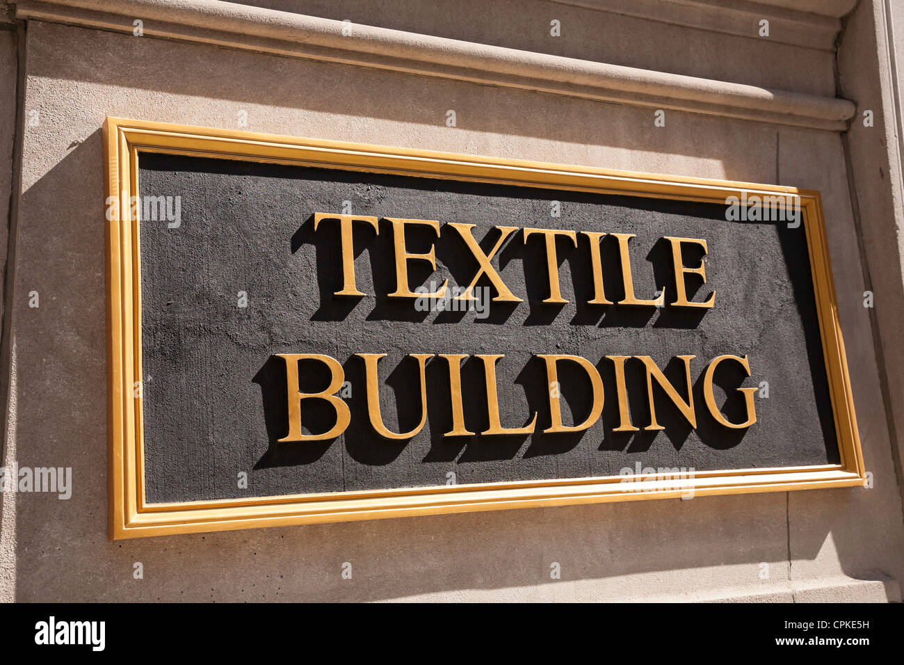 Textile Building Sign, Fifth Avenue, NYC Stock Photo - Alamy