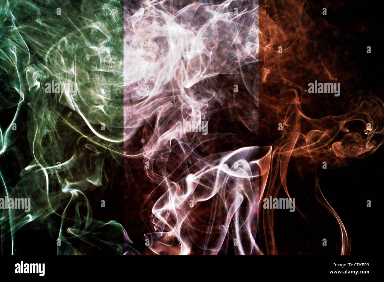 Ireland flag overlay on smoke technique Stock Photo - Alamy