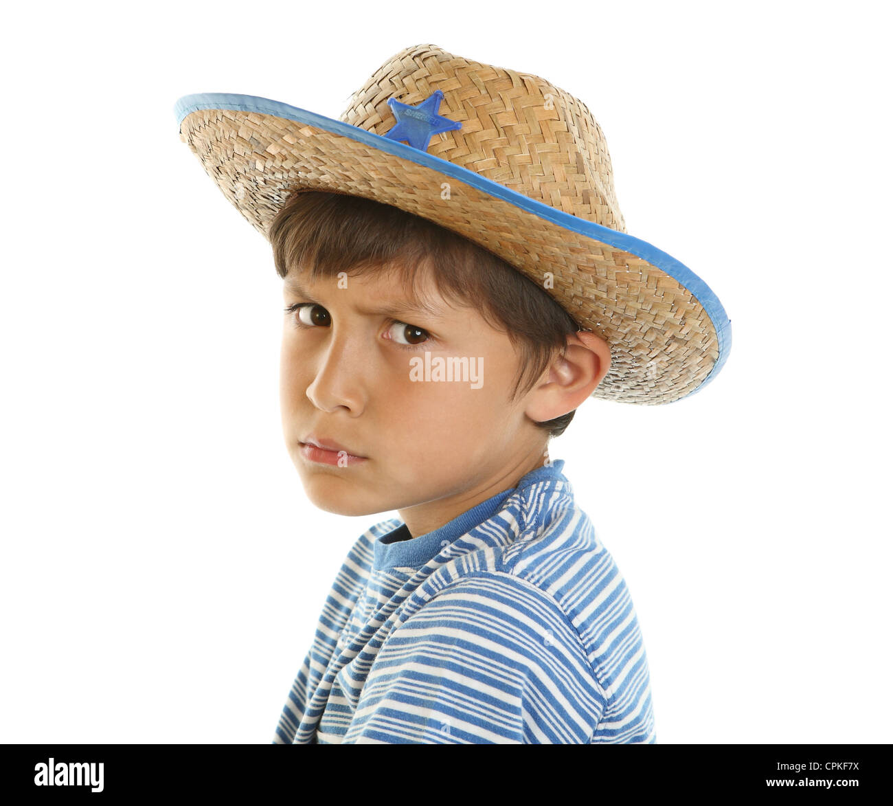 Young boy in toy cowboy hat Stock Photo - Alamy