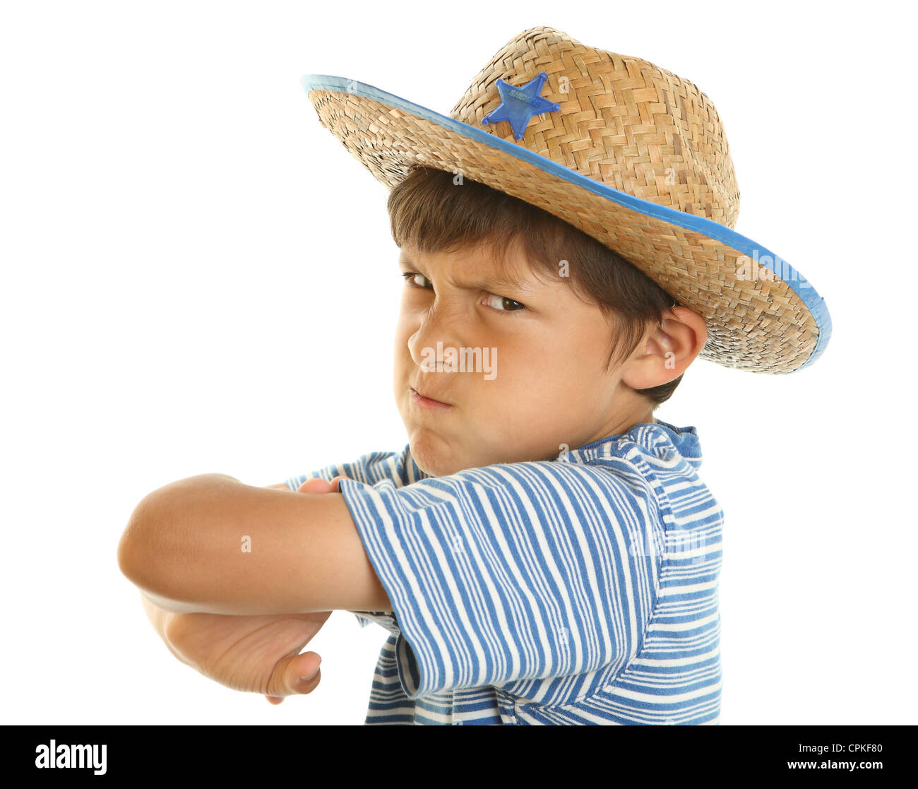 Young boy in toy cowboy hat Stock Photo - Alamy