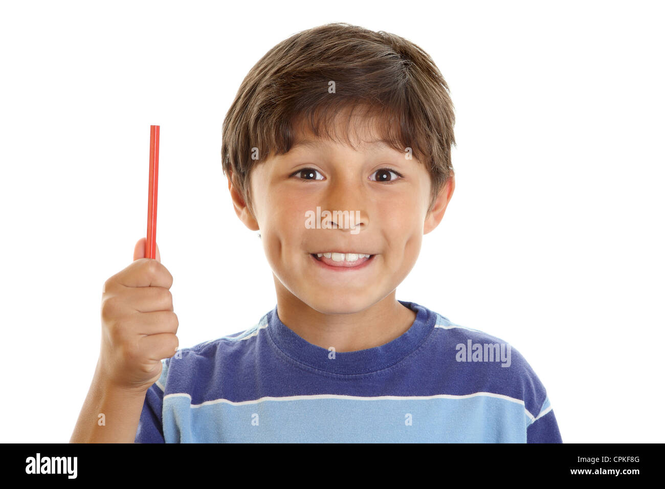 Young boy student with pencil Stock Photo - Alamy