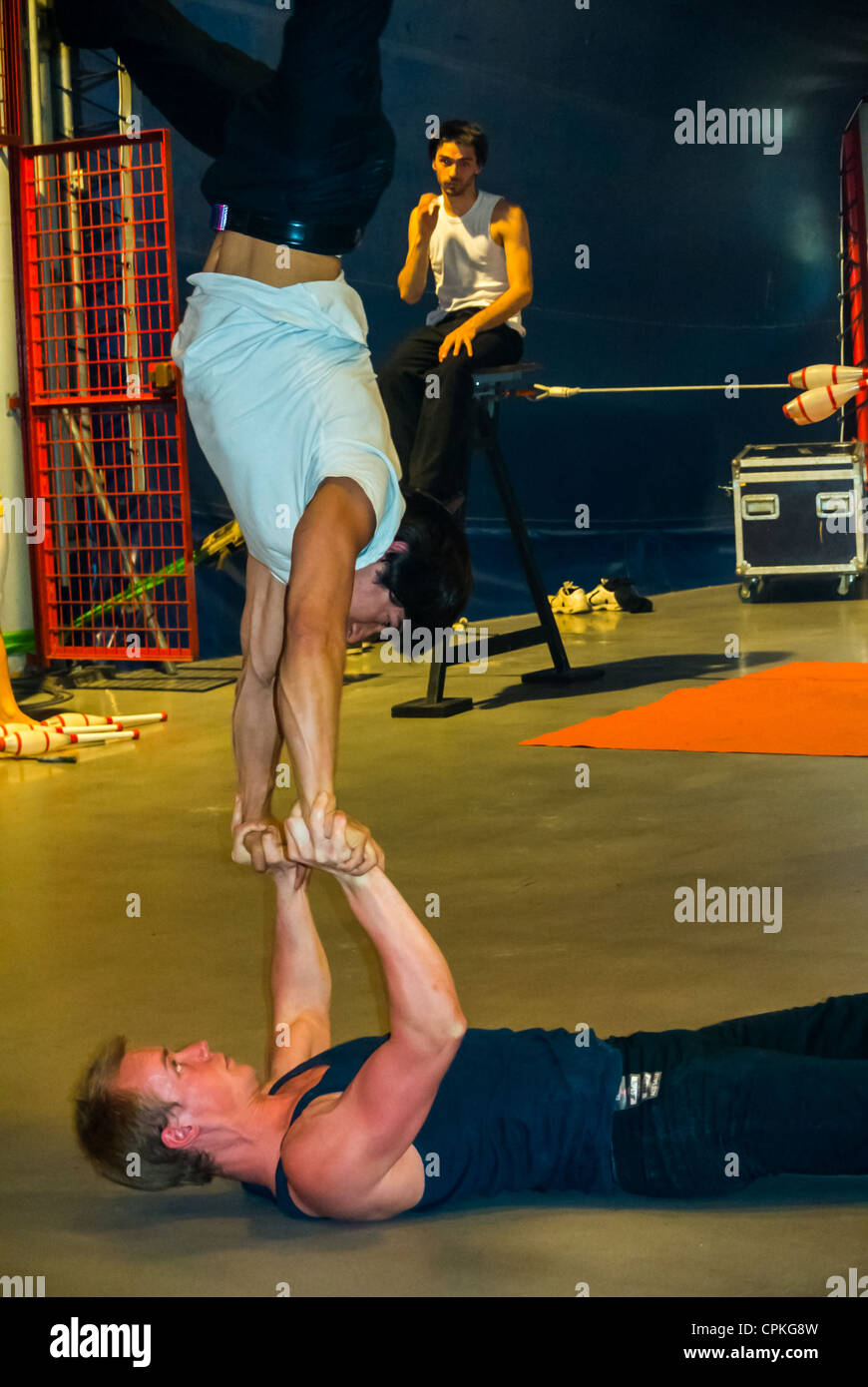 Paris, France, Public Events, French Circus Acrobats performing in Hall ...