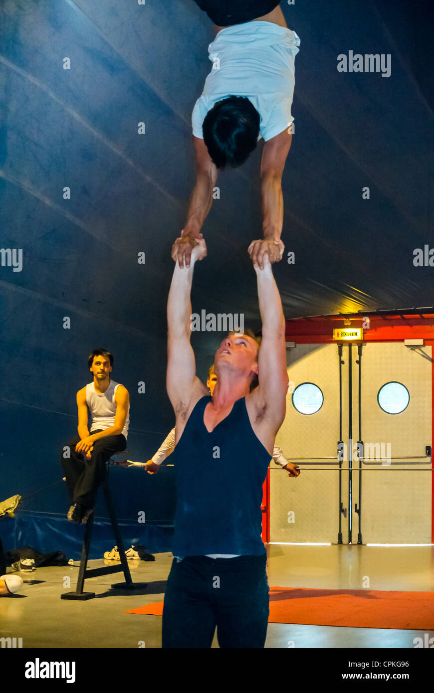 Paris, France, Public Events, French Circus Acrobats performing in Hall ...