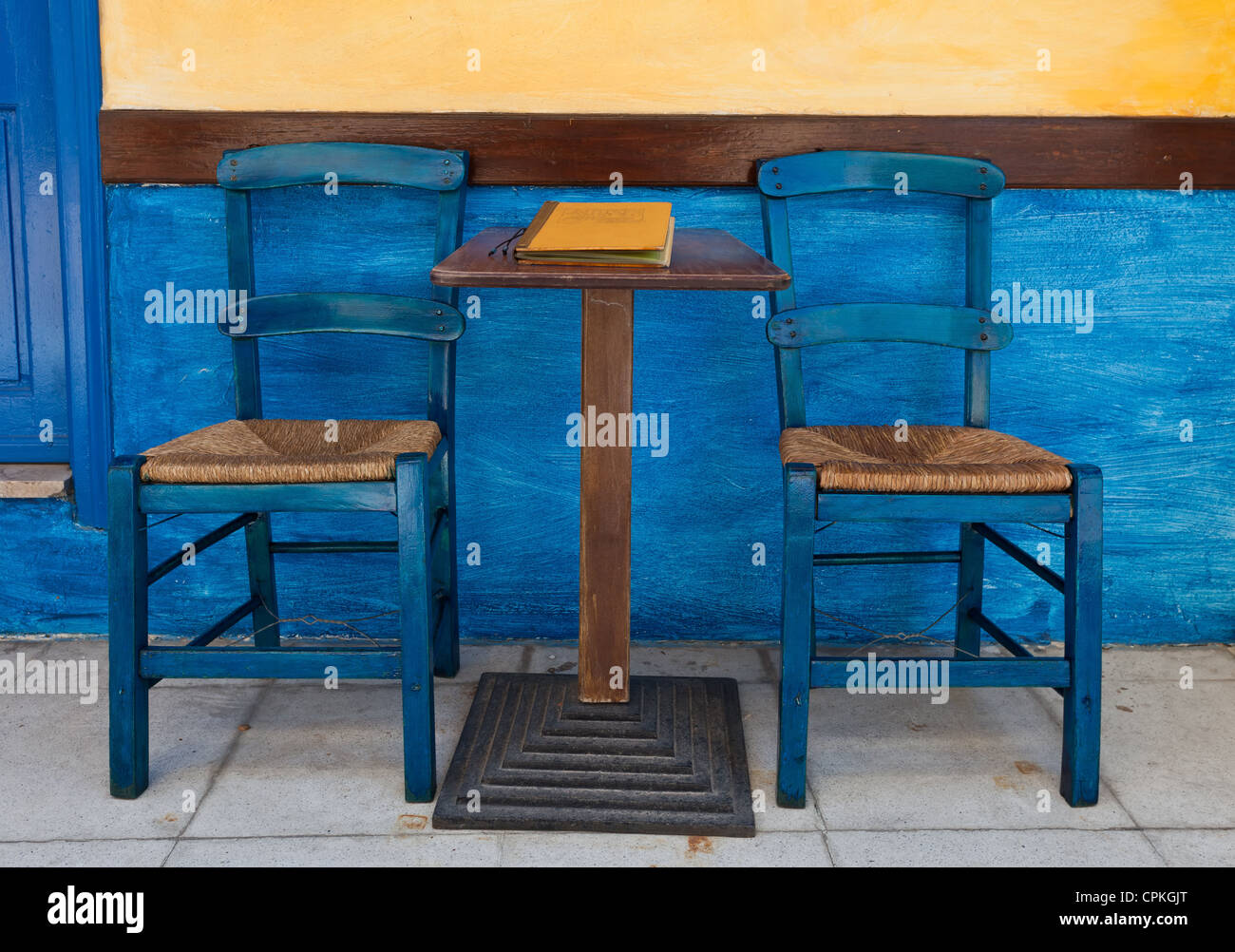 Greek Style Blue Table Chairs High Resolution Stock Photography and ...