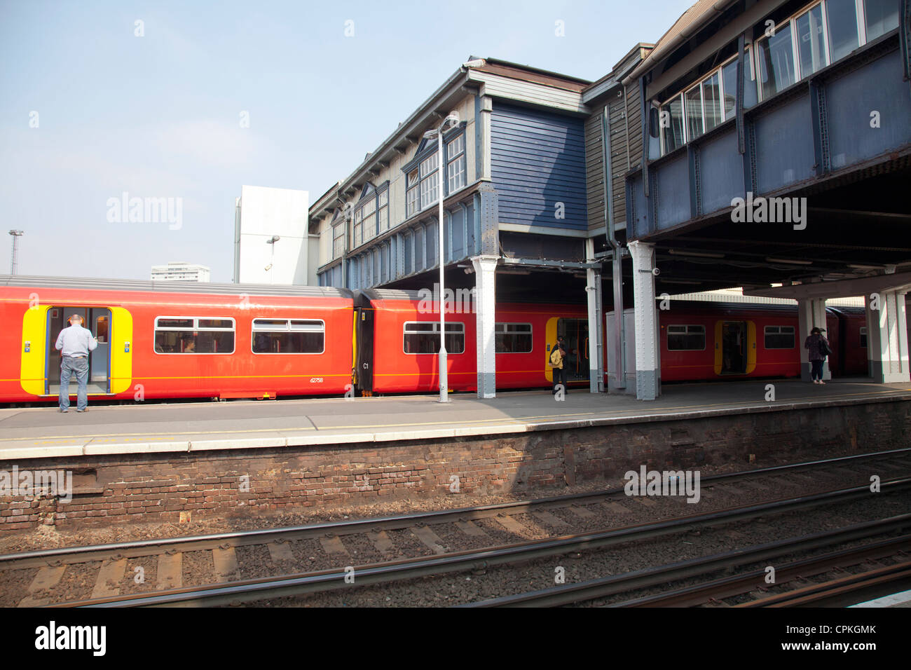 Clapham Junction Platform with South West Train - London - UK Stock ...