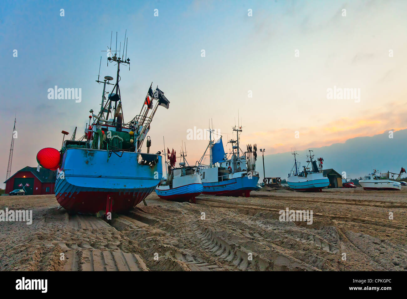 Coastal Fishing boats at the beach of Thorup, Denmark Stock Photo - Alamy