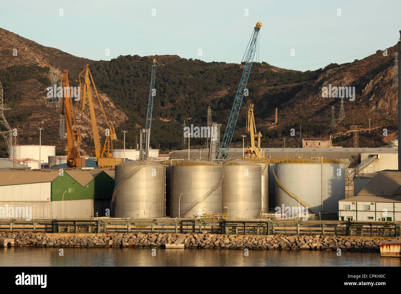 Fuel storage tanks at the industrial port Stock Photo - Alamy
