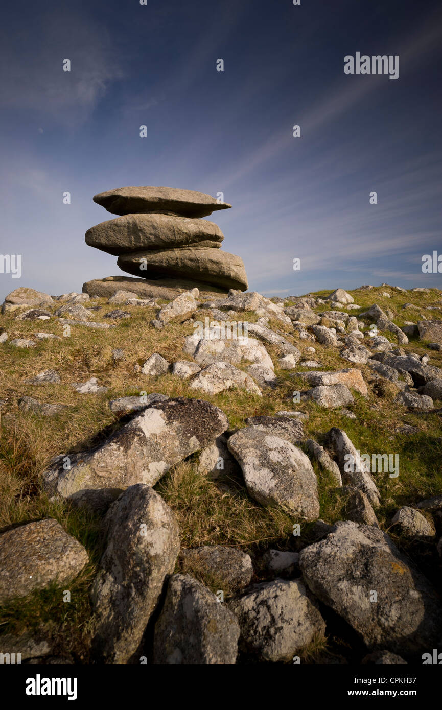 Showery Tor near Rough Tor or Roughtor on Bodmin Moor, Cornwall Stock ...