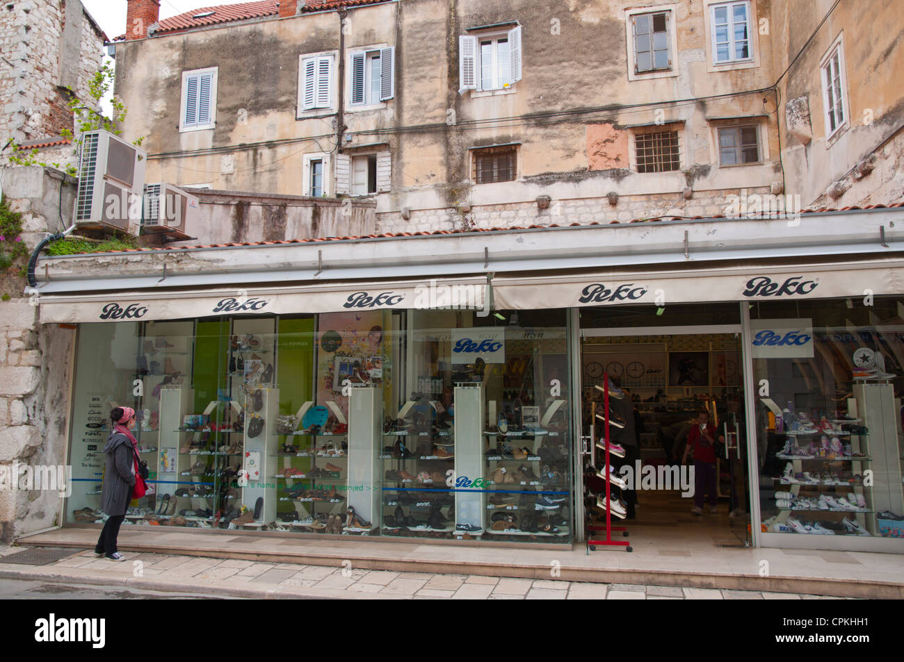 Shoe shop exterior Grad the old town Split Dalmatian coast Croatia ...