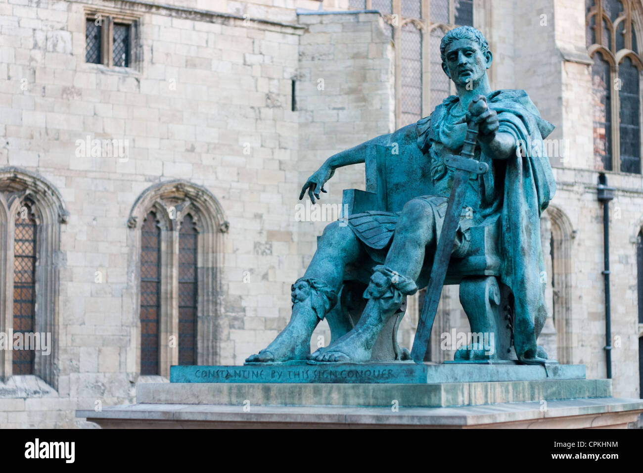 Closeups of the statue of Constantine the Great outside York Minster ...