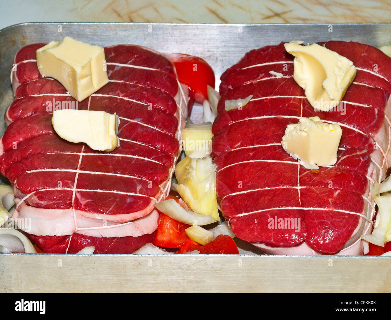 "Rosbif" roast beef prepared for the oven - France Stock Photo - Alamy