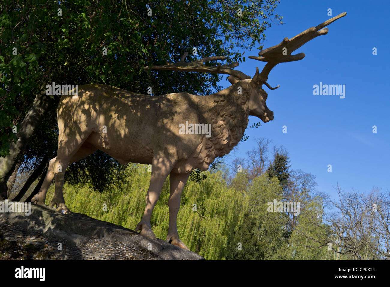 deer (related predecessor) dinosaur statue at Crystal Palace park Stock ...