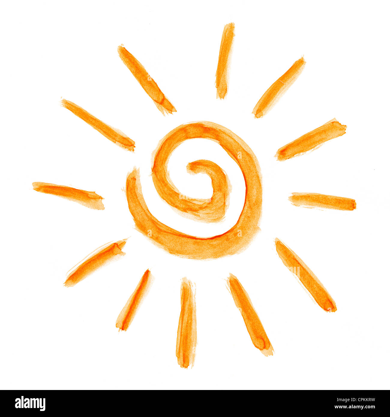 Sun painted with paint isolated on white background Stock Photo - Alamy