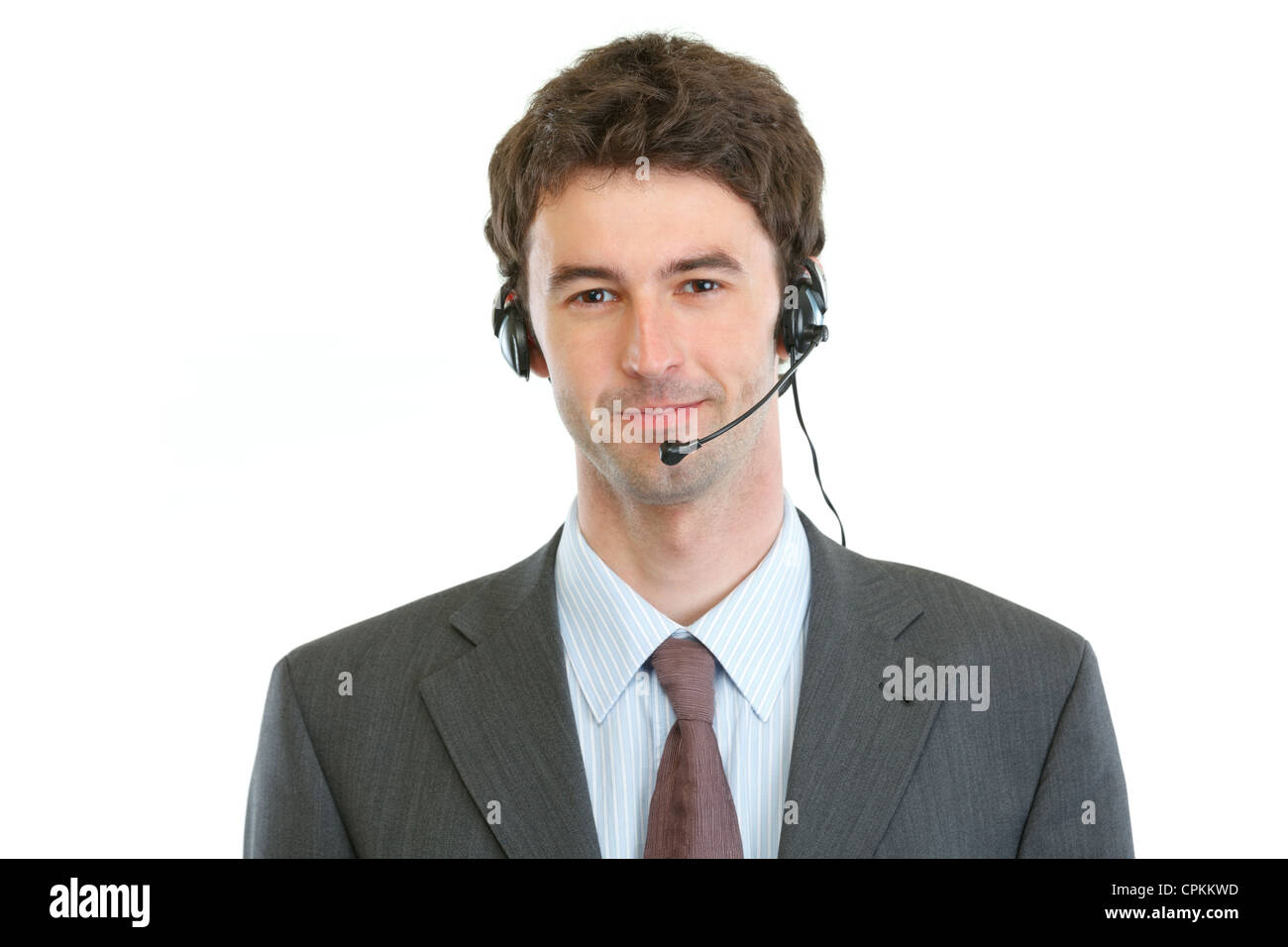 Modern business operator with headset Stock Photo - Alamy