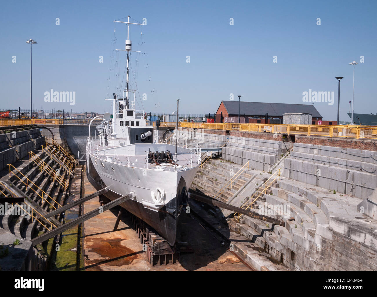 Boat in Dry Dock at Portsmouth Historic Dockyard, UK Stock Photo ...