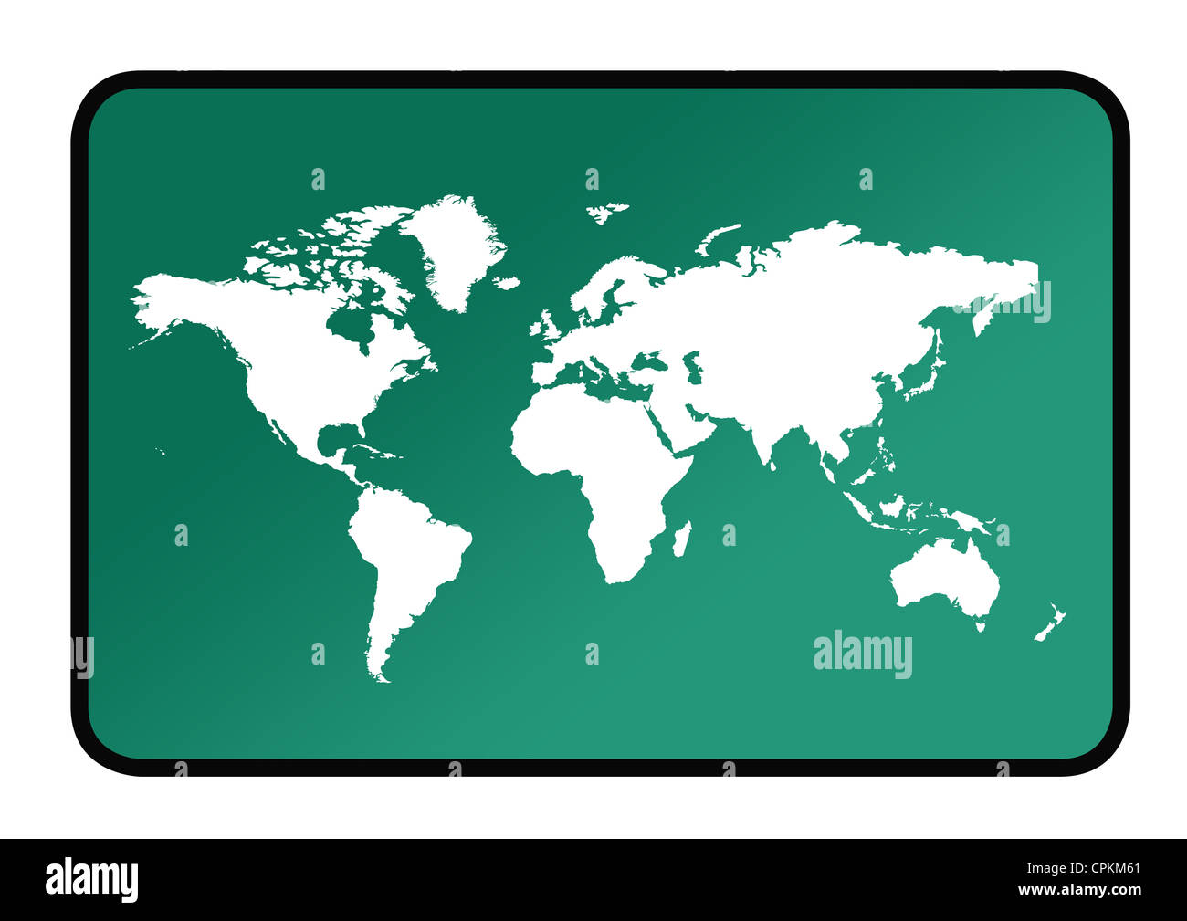 A world map sign on green background Stock Photo - Alamy