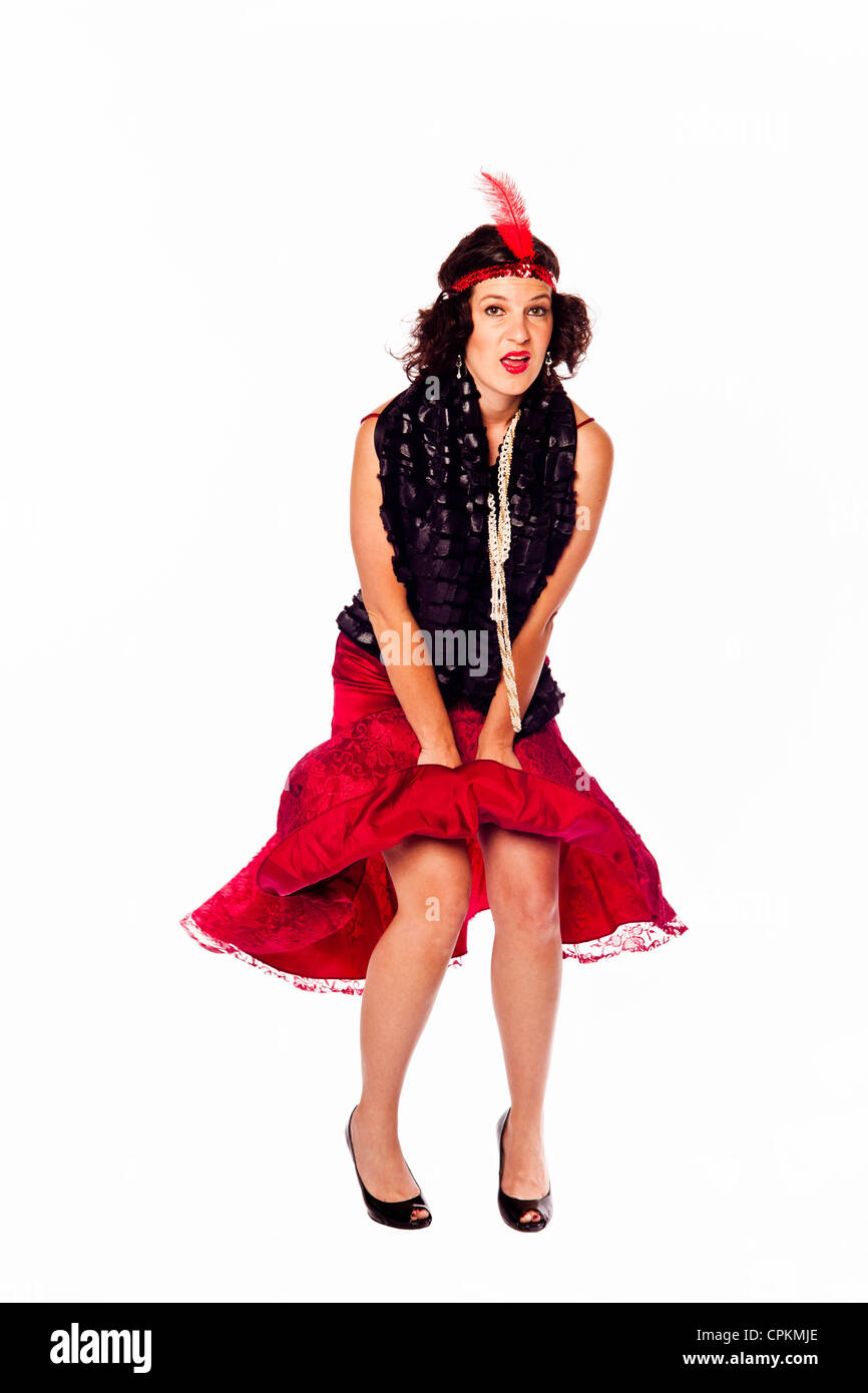 Brunette woman poses 1920s flapper Cut Out Stock Images & Pictures - Alamy