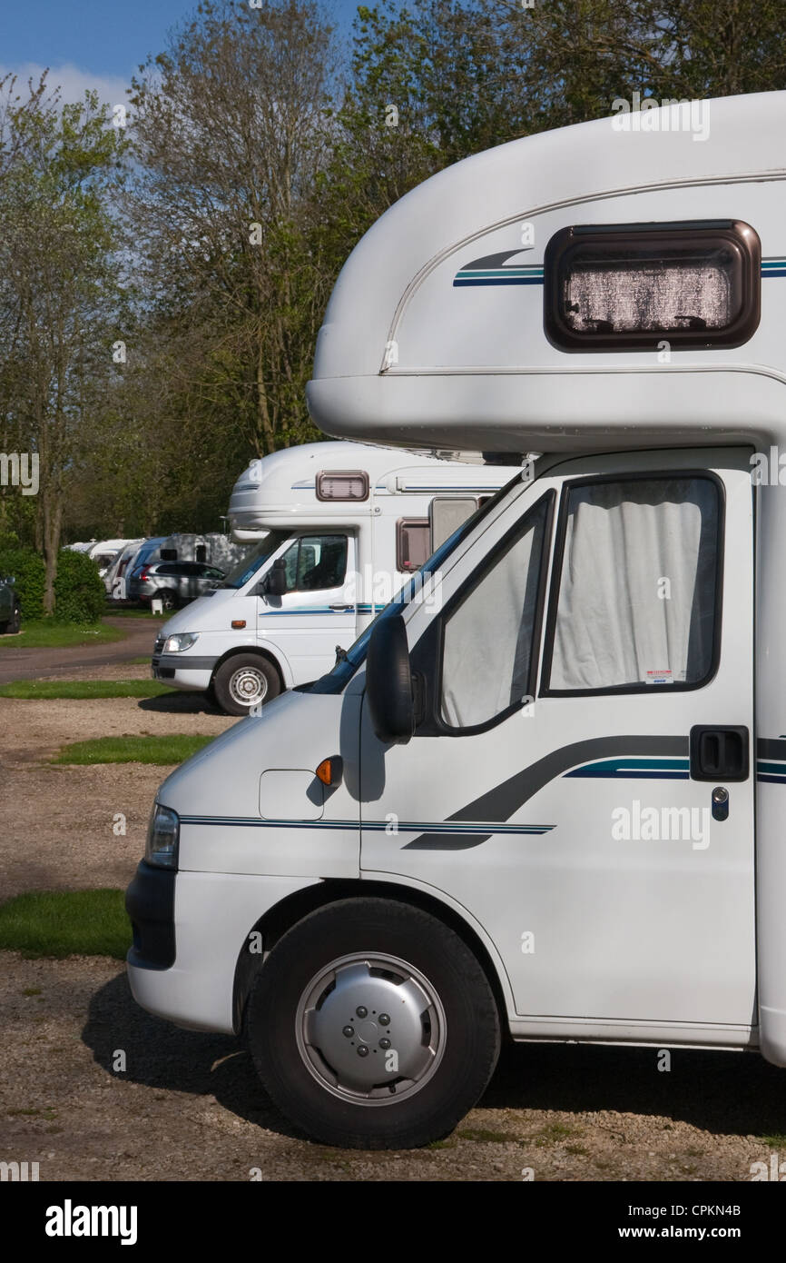 Motorhomes on Caravan Club site at Moreton-in-Marsh Stock Photo - Alamy