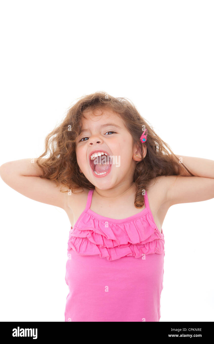 young girl child singing or shouting Stock Photo - Alamy