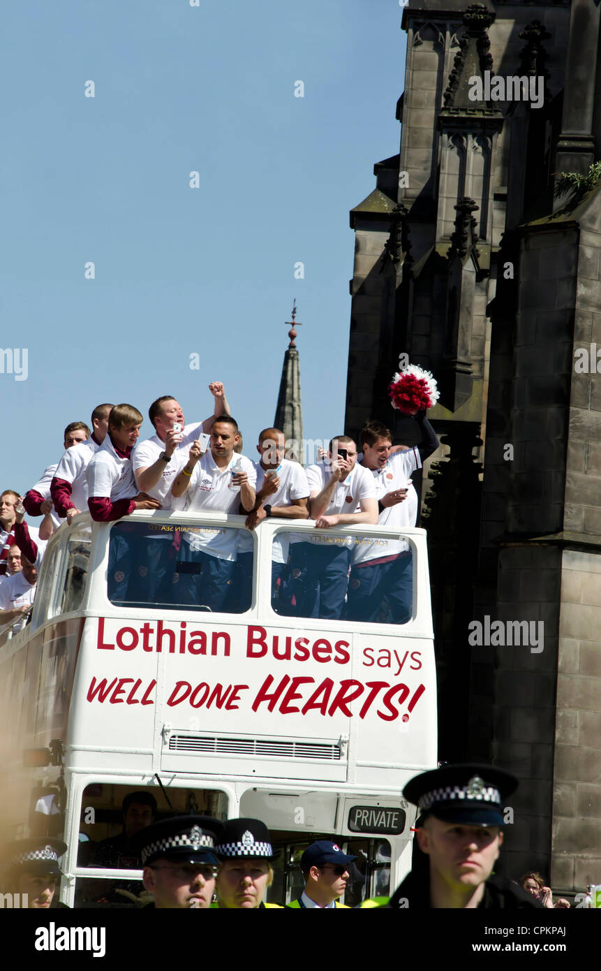Hearts FC players' open-top bus celebrations following their Scottish ...