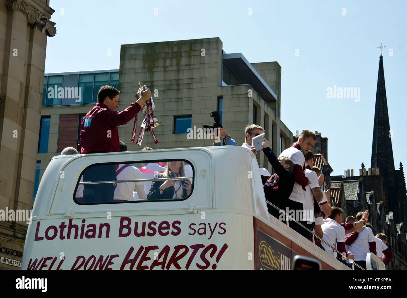 Hearts FC players' open-top bus celebrations following their Scottish ...