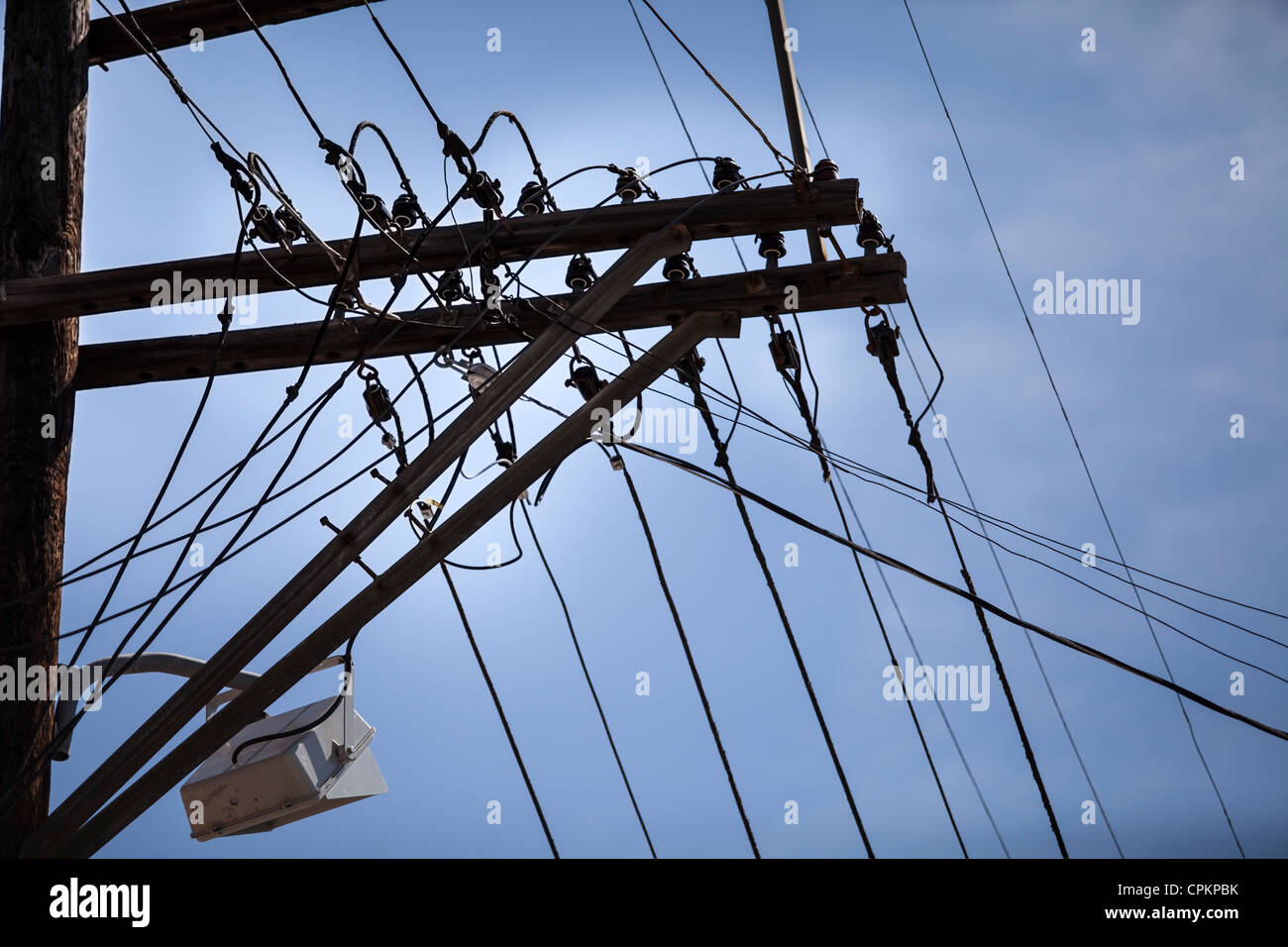 Wooden telephone pole Stock Photo - Alamy